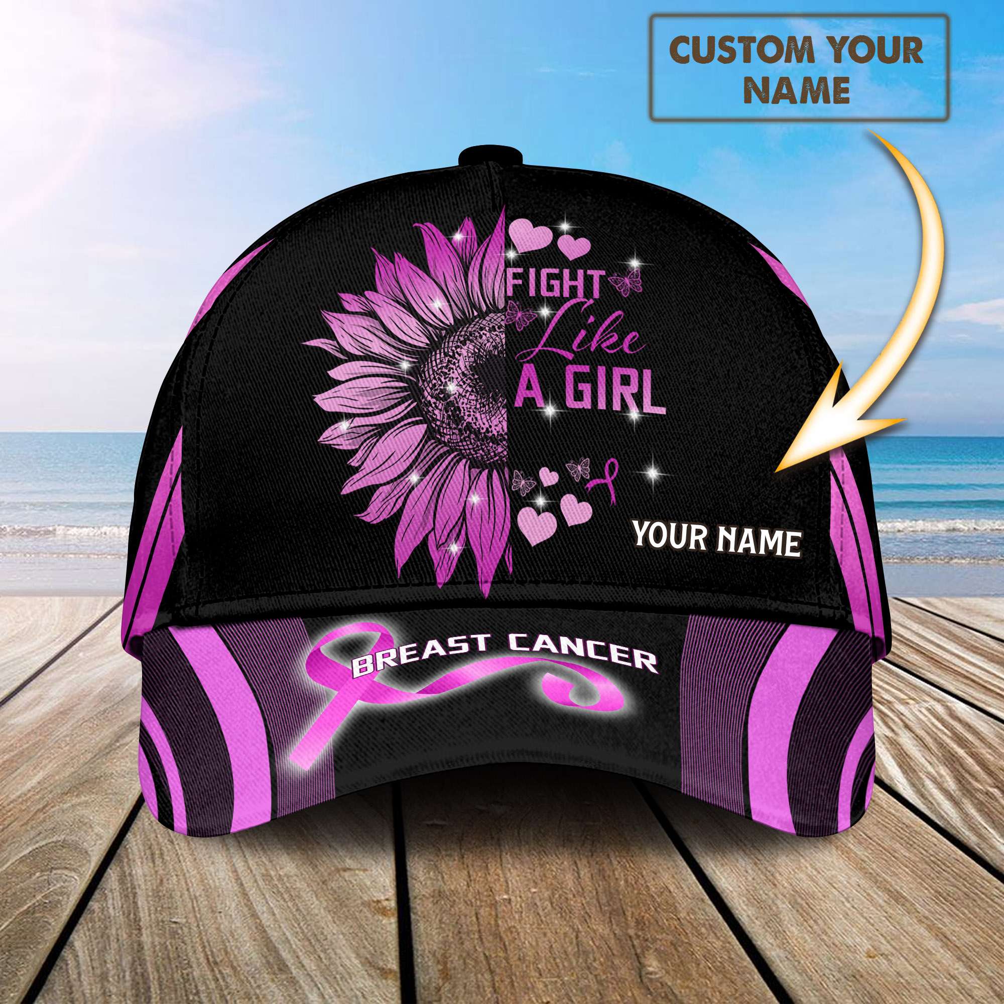 Personalized Fight Like A Girl Breast Cancer Awareness Baseball Cap ...