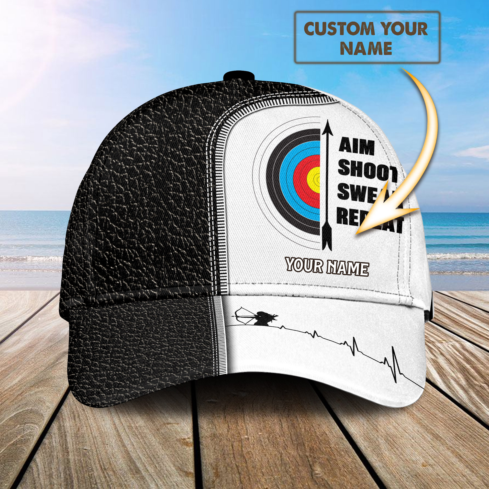 Personalized Name Aim Shoot Swear Repeat Archery Lovers Baseball Cap ...