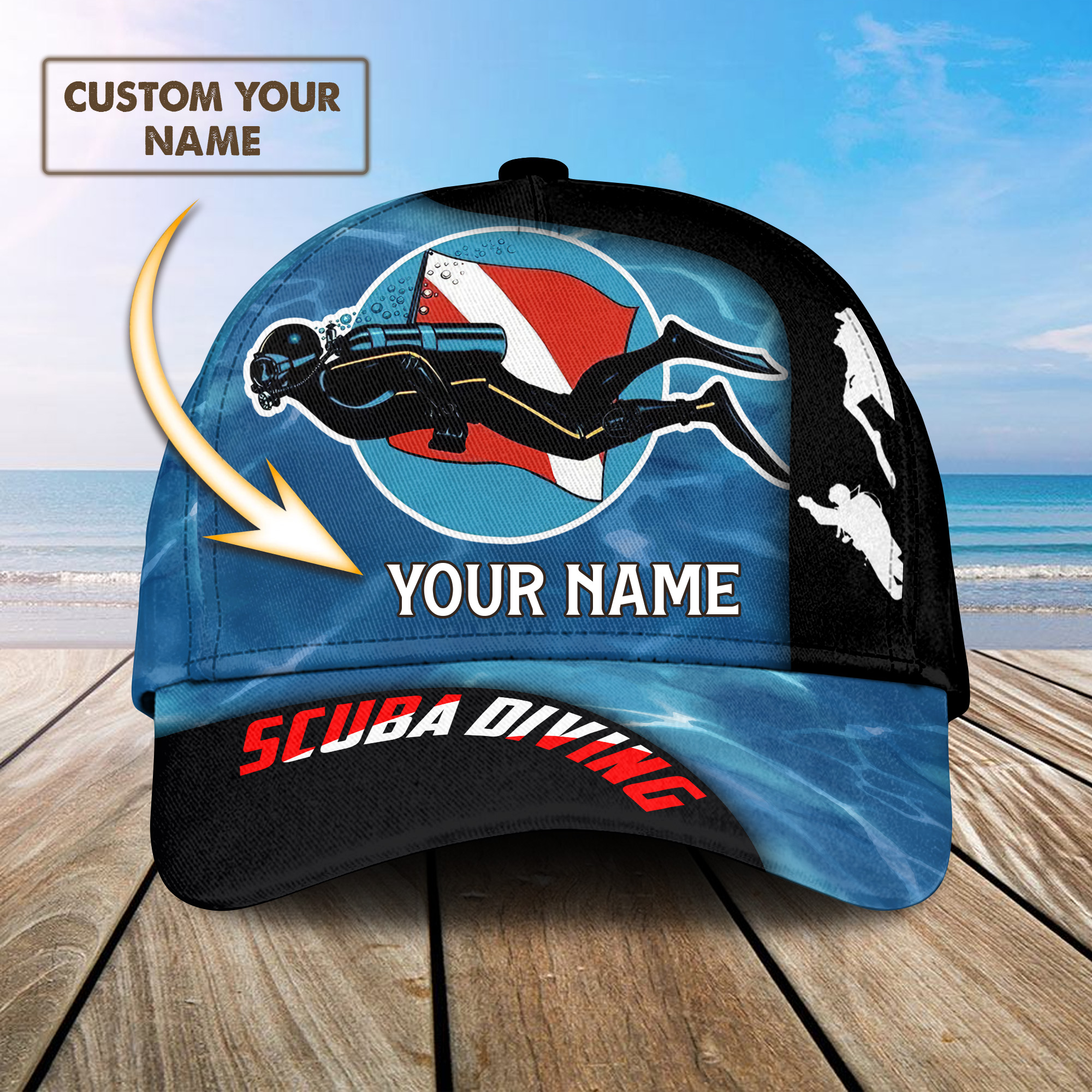 Personalized Name Scuba Diving Baseball Cap Adeenyc.com